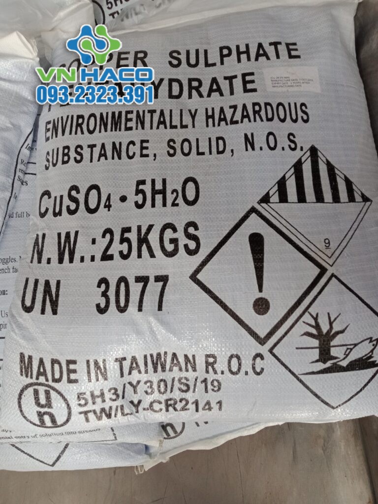 Copper sulfate CuSO4.5H2O 99%, Đài Loan, 25kg/bao - HacoChem - Hóa chất công nghiệp, thực phẩm ...