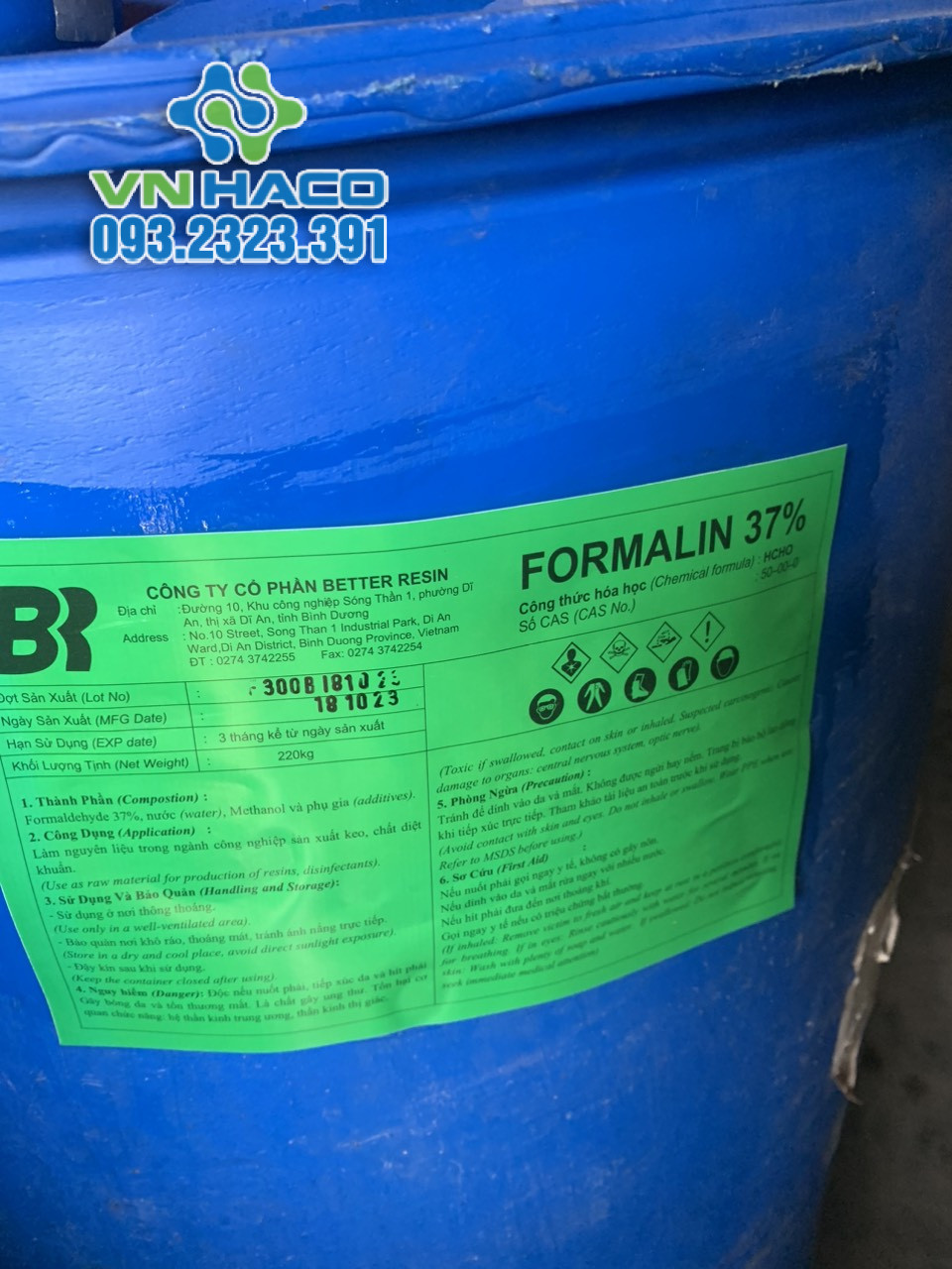 Formalin HCHO 37%, Việt Nam, 30kg/can hoặc 220 kg/phuy - HacoChem - Hóa chất công nghiệp, thực ...