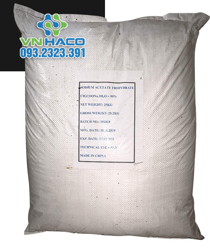 Sodium acetate CH3COONa.3H20 99%, Trung Quốc, 25kg/bao - HacoChem - Hóa ...